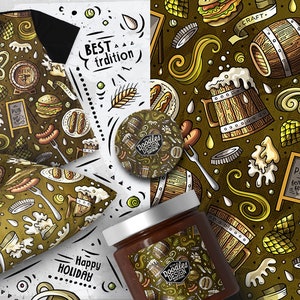 Beer Digital Paper Pack, Oktoberfest Seamless Patterns, Scrapbook Paper ...