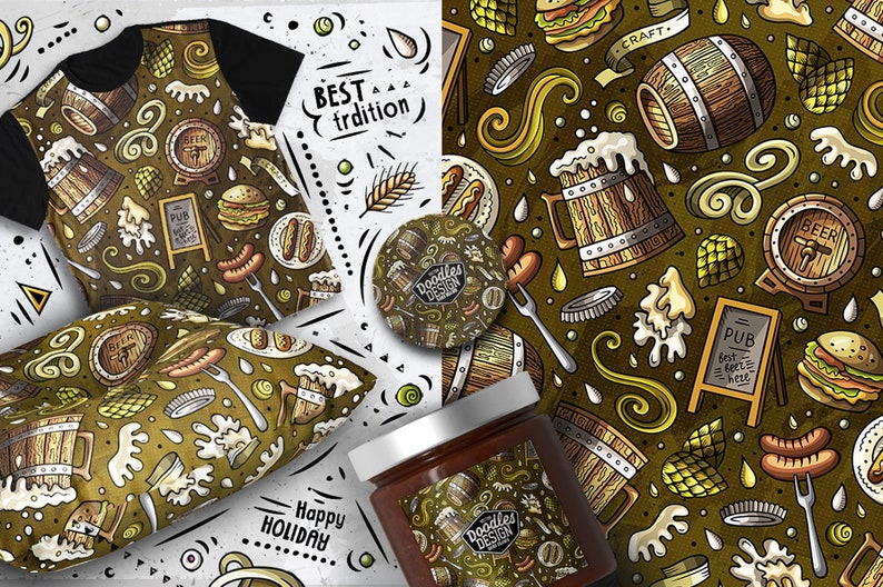 Beer Digital Paper Pack, Oktoberfest Seamless Patterns, Scrapbook Paper ...