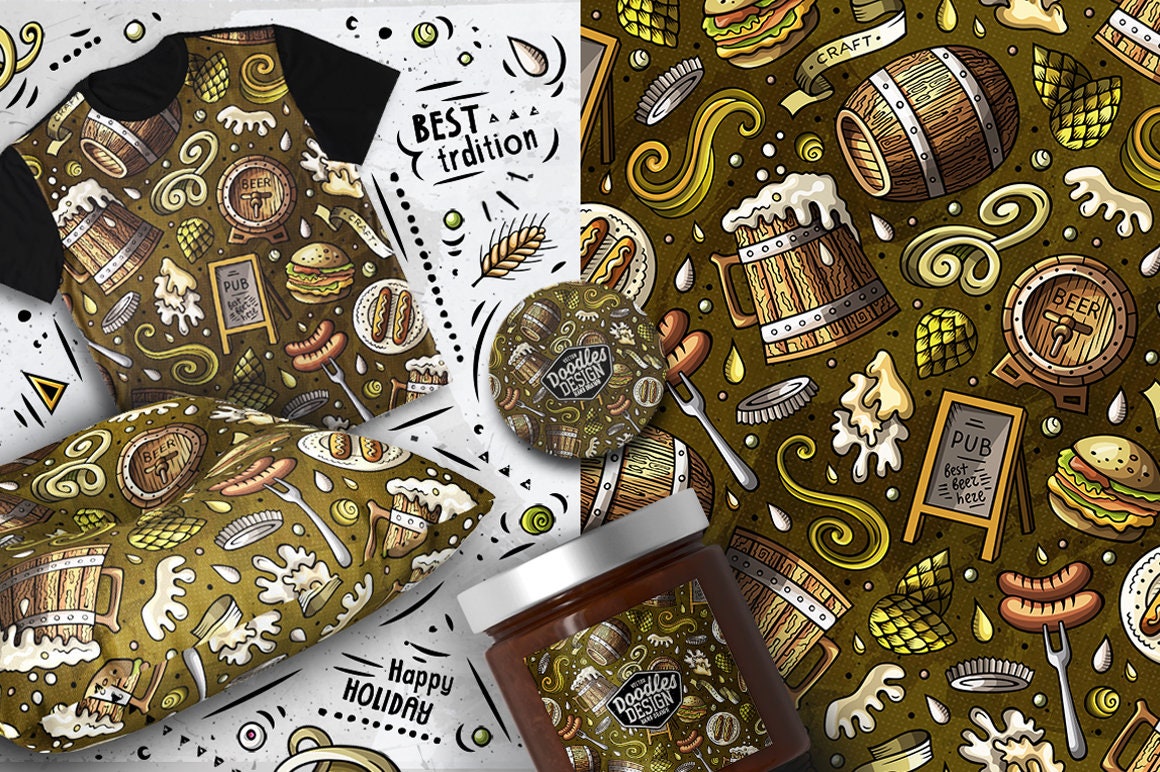 Beer Digital Paper Pack, Oktoberfest Seamless Patterns, Scrapbook Paper ...