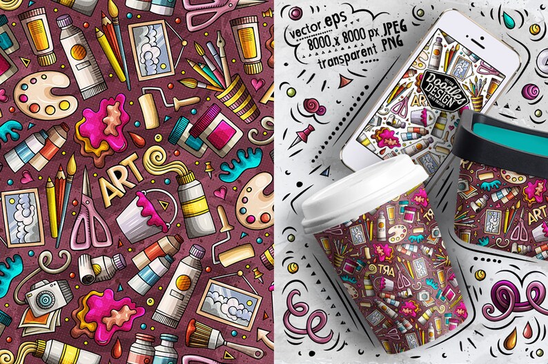 Art and Design Digital Paper Pack, Designer Seamless Patterns ...