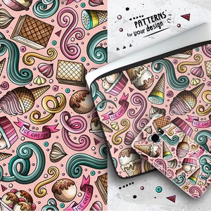 Ice Cream Digital Paper Pack, Sweet Seamless Patterns, Scrapbook Paper ...