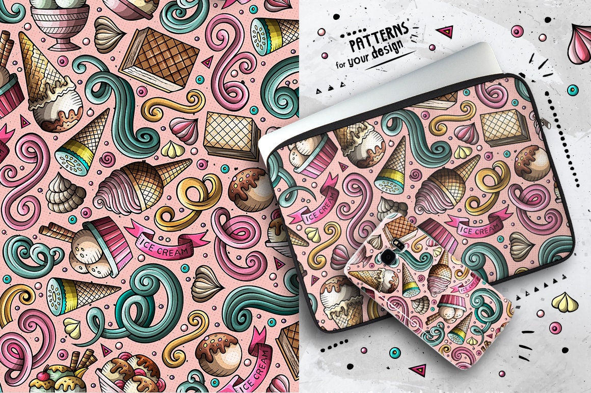 Ice Cream Digital Paper Pack Sweet Seamless Patterns - Etsy