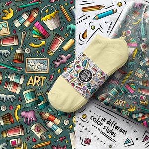 Art and Design Digital Paper Pack, Designer Seamless Patterns ...