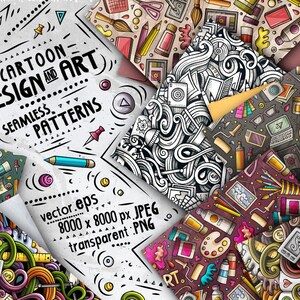 Art and Design Digital Paper Pack, Designer Seamless Patterns ...