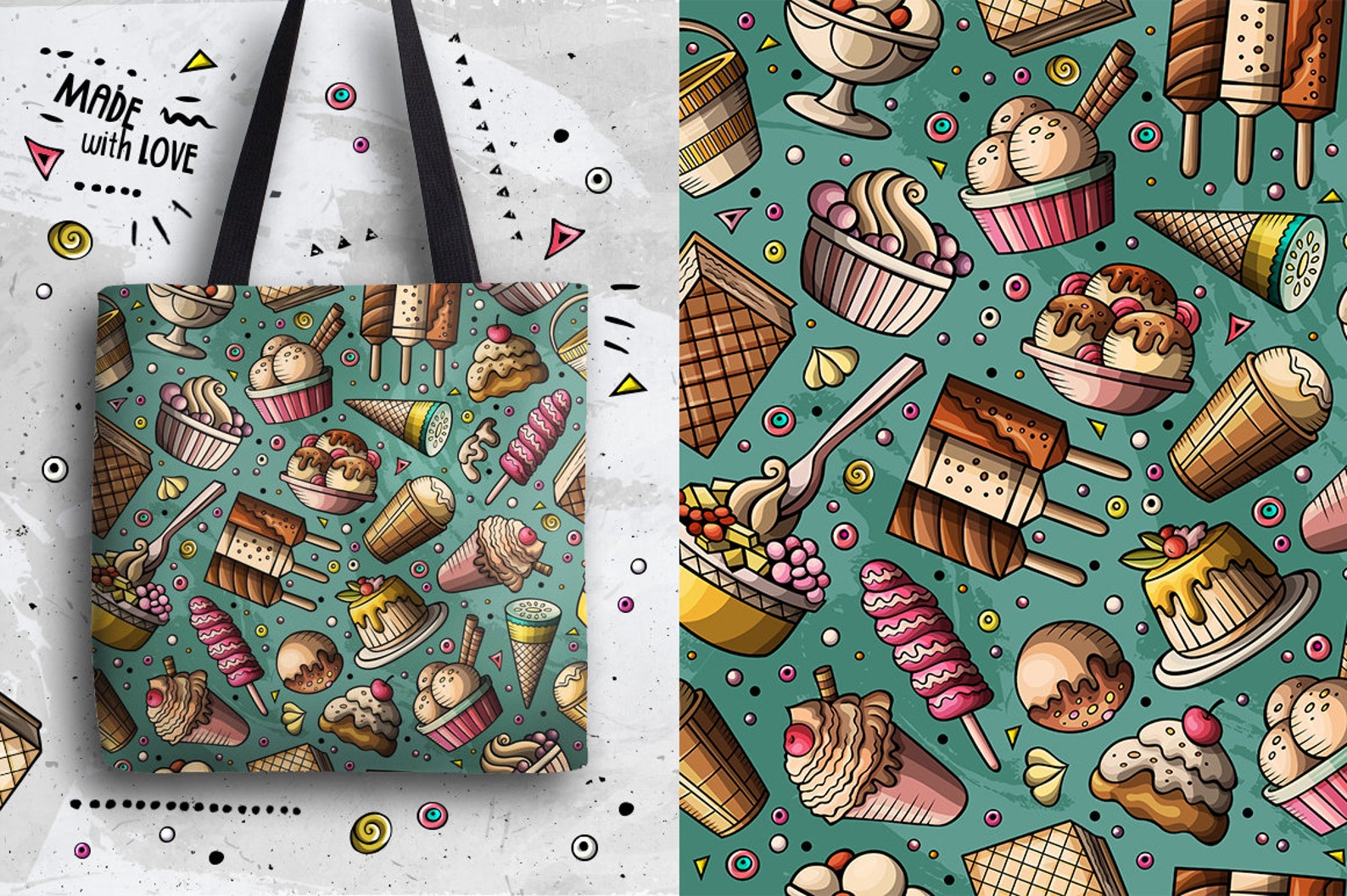 Ice Cream Digital Paper Pack, Sweet Seamless Patterns, Scrapbook Paper ...