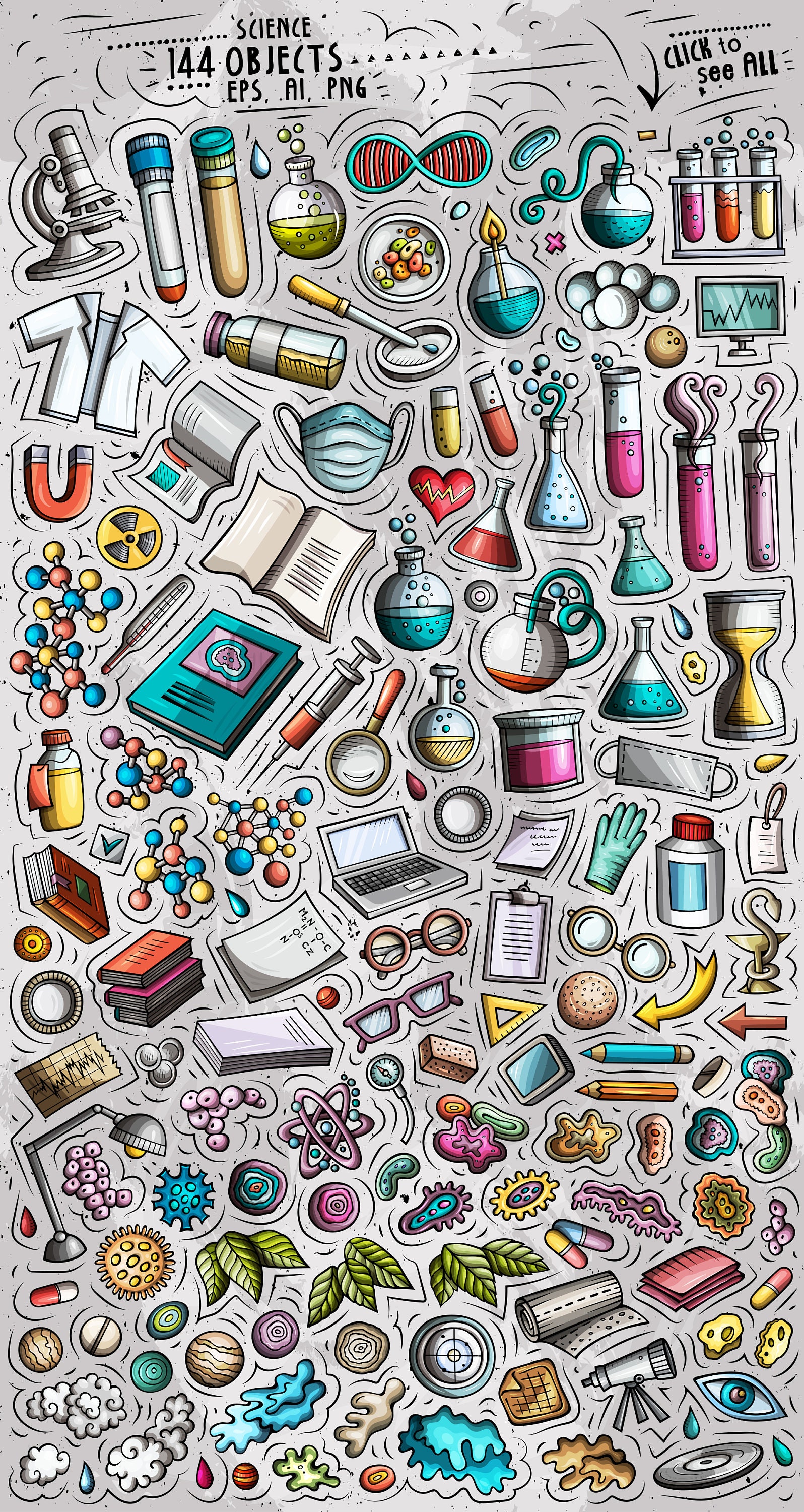 SCIENCE PNG Clipart/ Scientific Doodle Stickers/ Doodle Vector Clip Art ...