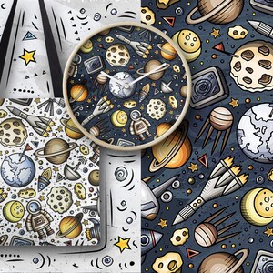 Space Digital Paper Pack, Cosmic Seamless Patterns, Scrapbook Paper Set ...