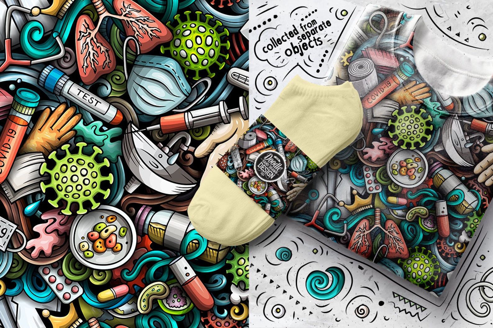 Pandemic Digital Paper Pack, Virus Seamless Patterns, Scrapbook Paper ...