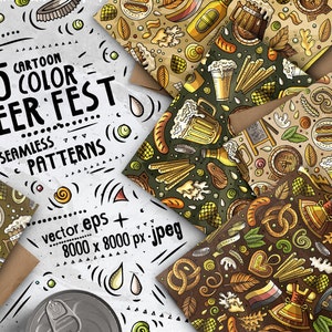 Beer Digital Paper Pack, Oktoberfest Seamless Patterns, Scrapbook Paper ...