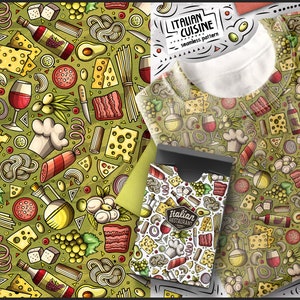 Italian Food Digital Paper Pack, Italy Cuisine Seamless Patterns ...