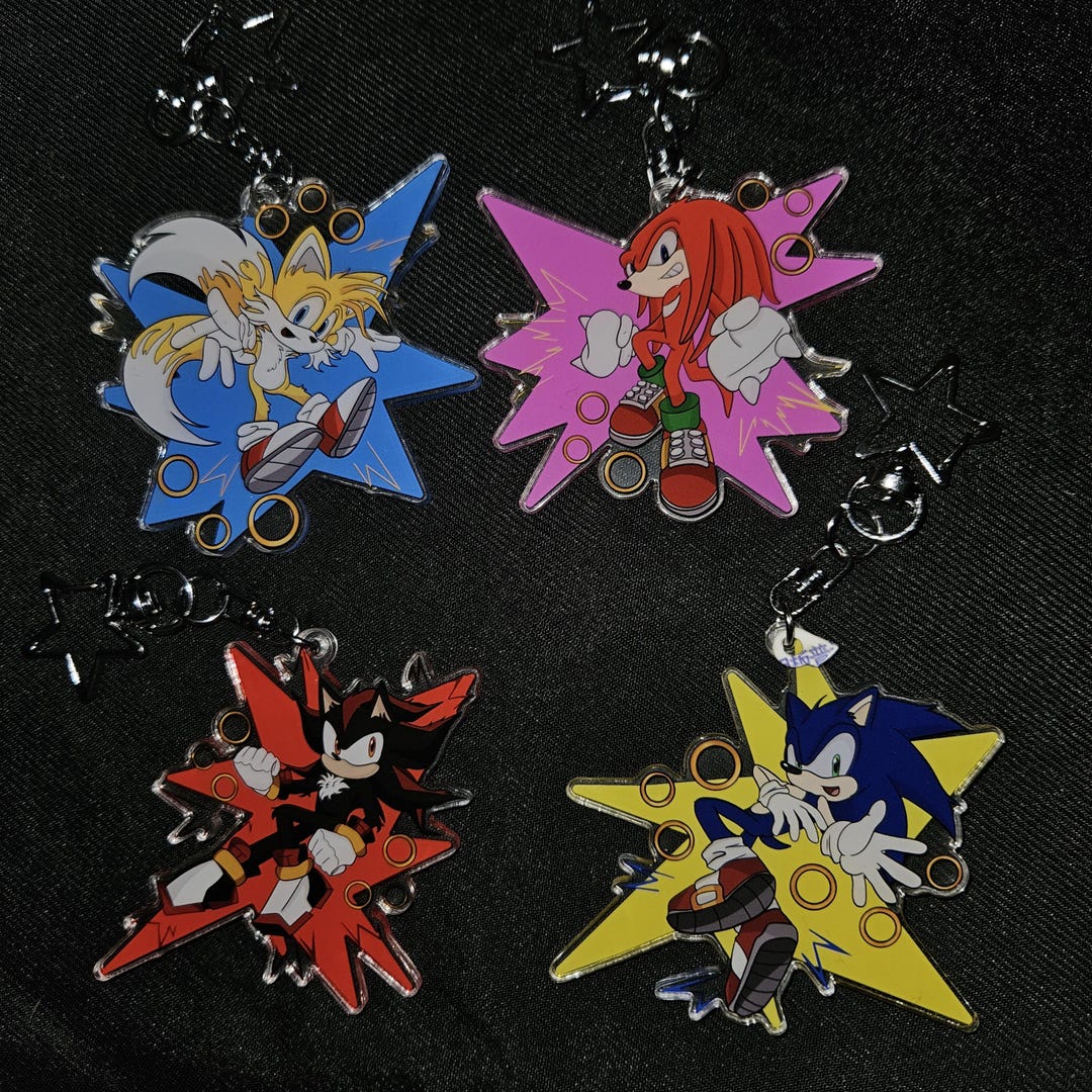 Sonic Hedgehog, Tails, Shaddow, Knuckles Keychains - Etsy