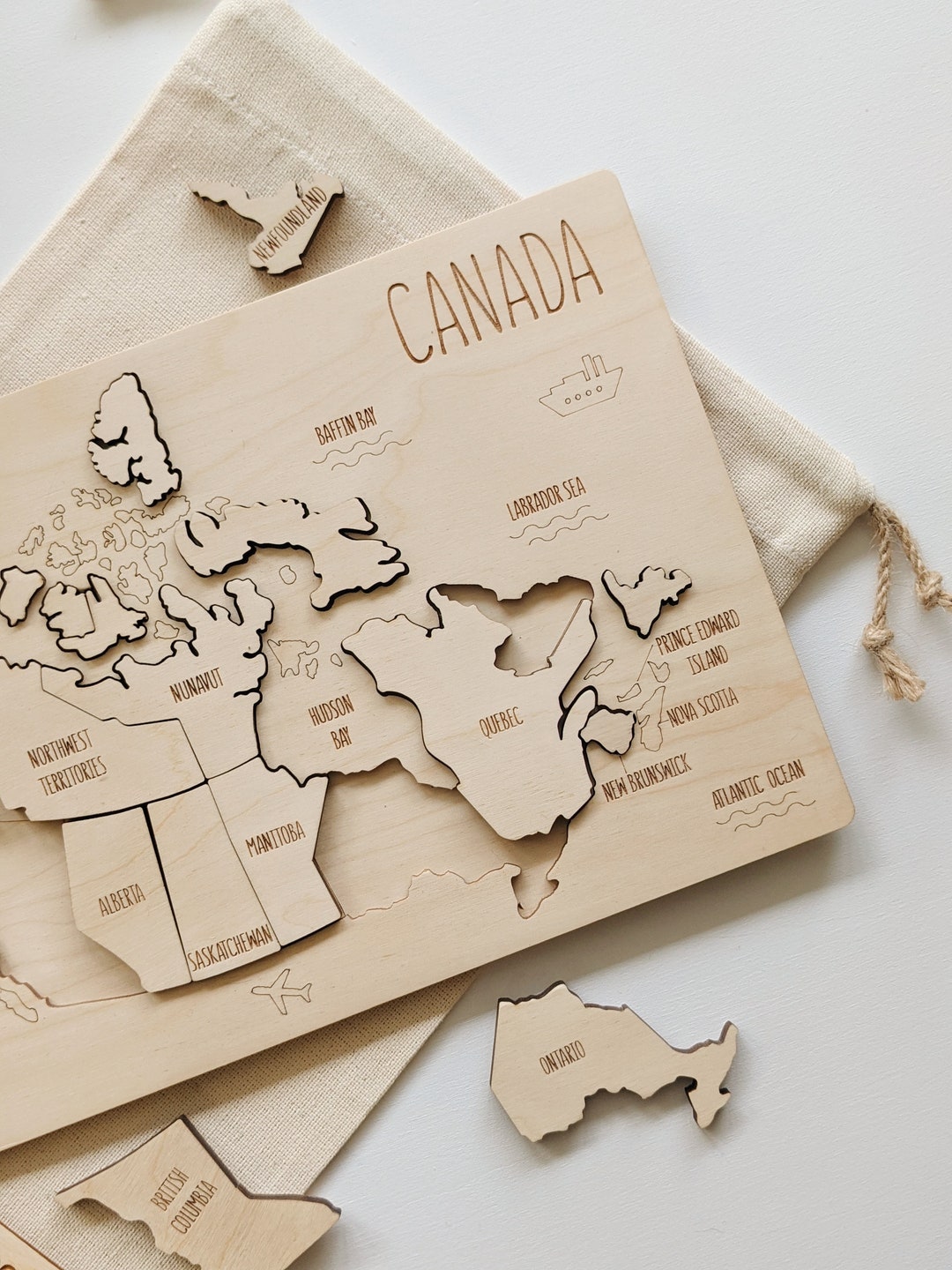 Canada Map Puzzle Wooden Toys Montessori Educational School Toys Kids ...