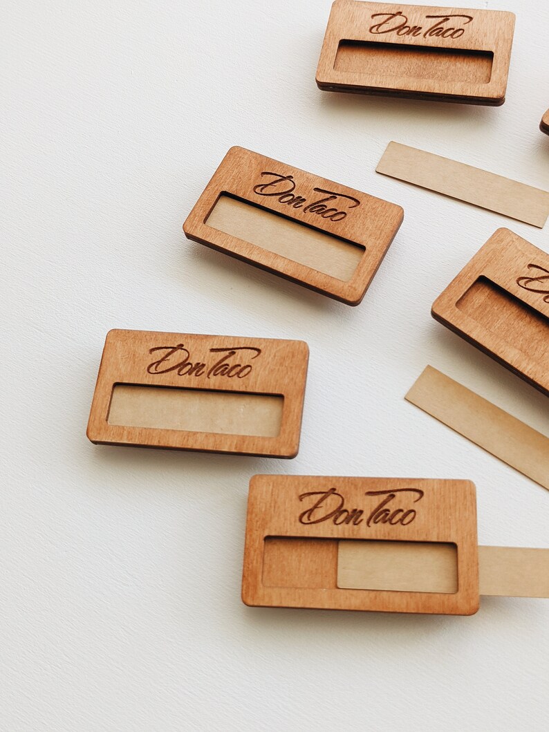 Wooden Name Badge Magnetic Waiter Barista Barman Administrator Badge ...