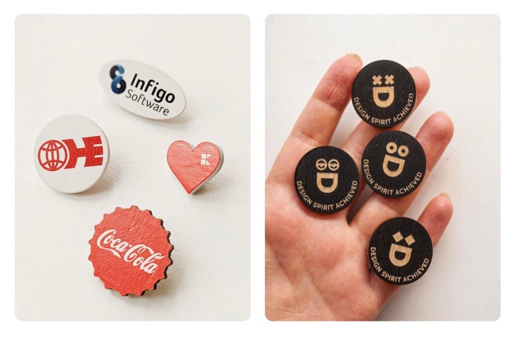 Wooden LOGO Pins Decorative Pins - Animals, Office & More Personalized ...