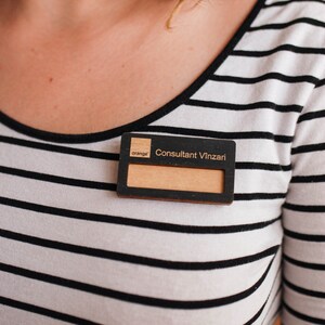 Wooden Name Badge Magnetic Waiter Barista Barman Administrator Badge ...