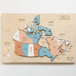 Canada Map Puzzle Wooden toys Montessori Educational school | Etsy