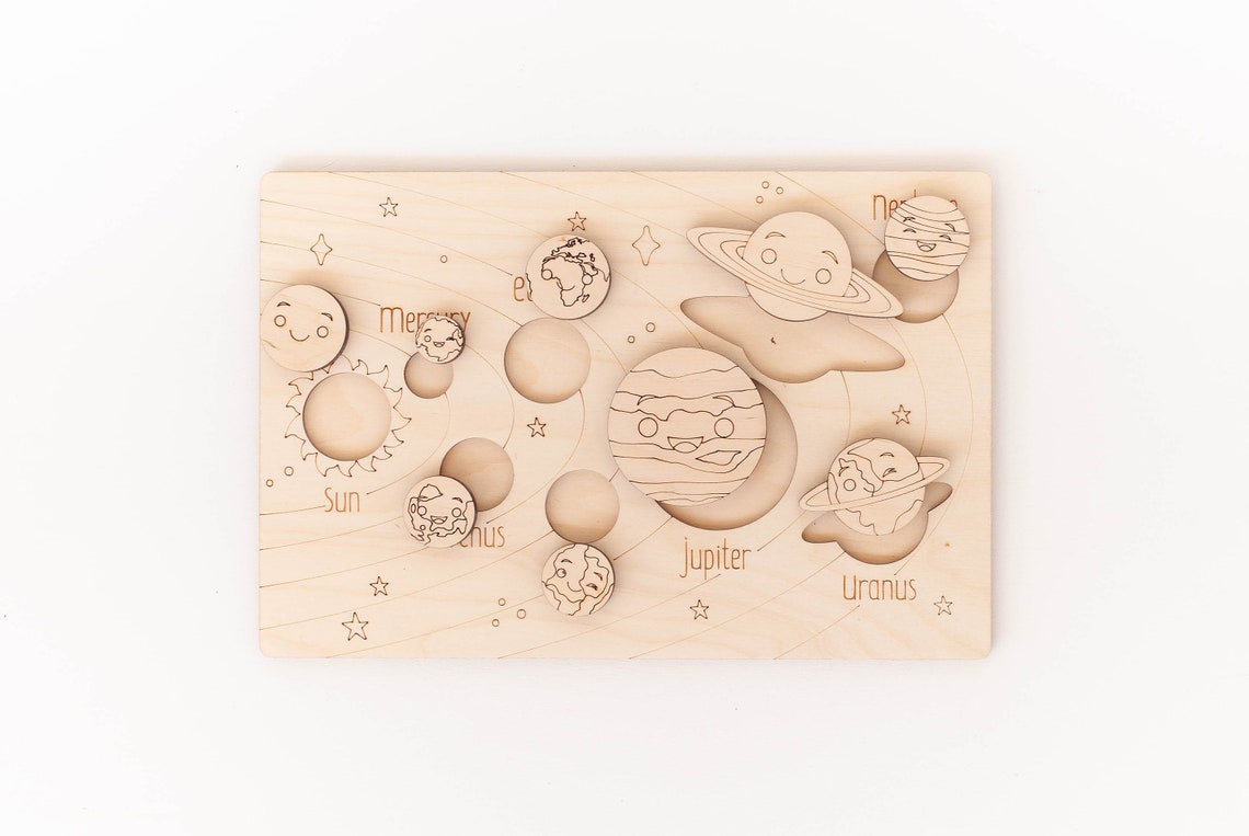 Solar system puzzle Wooden kids toys Montessori parenting | Etsy