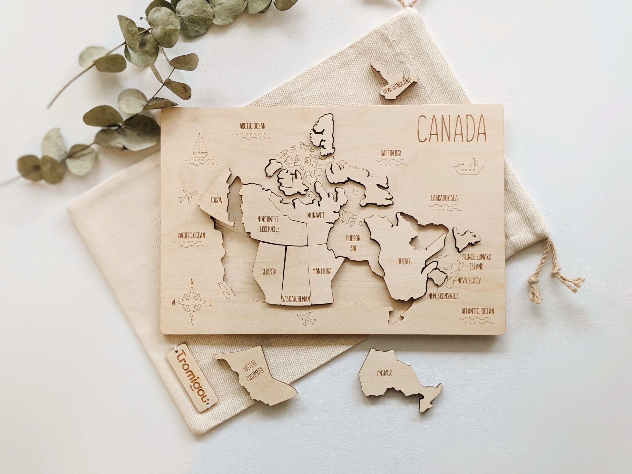 Canada Map Puzzle Wooden Toys Montessori Educational School Toys Kids ...