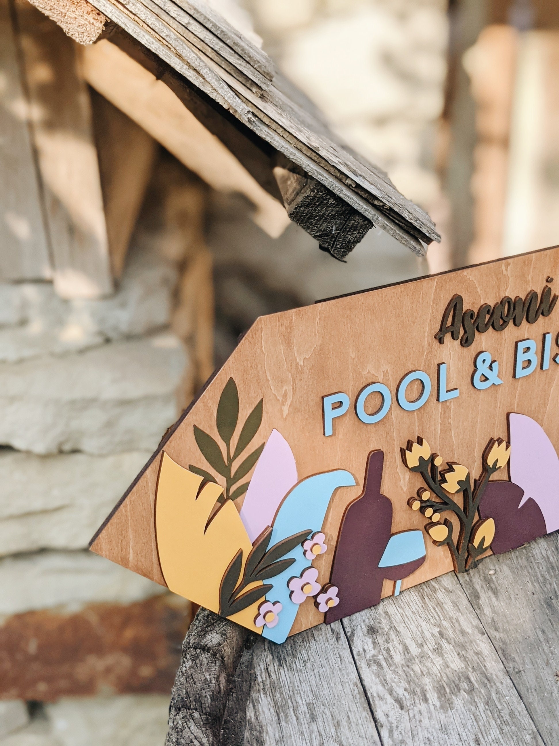 Wooden Sign Custom Pool Bistro Restaurant Cafe Arrow Unique Premium ...