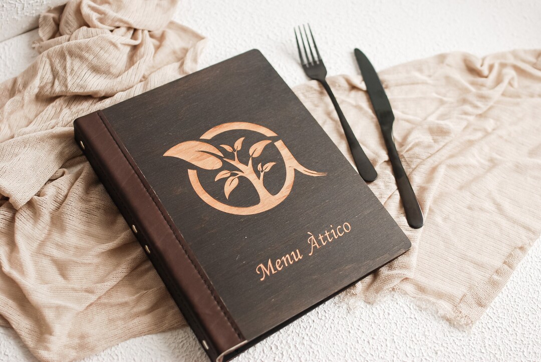 Menu Holder A4 With Natural Wooden Leather Menu Check Folder Custom ...