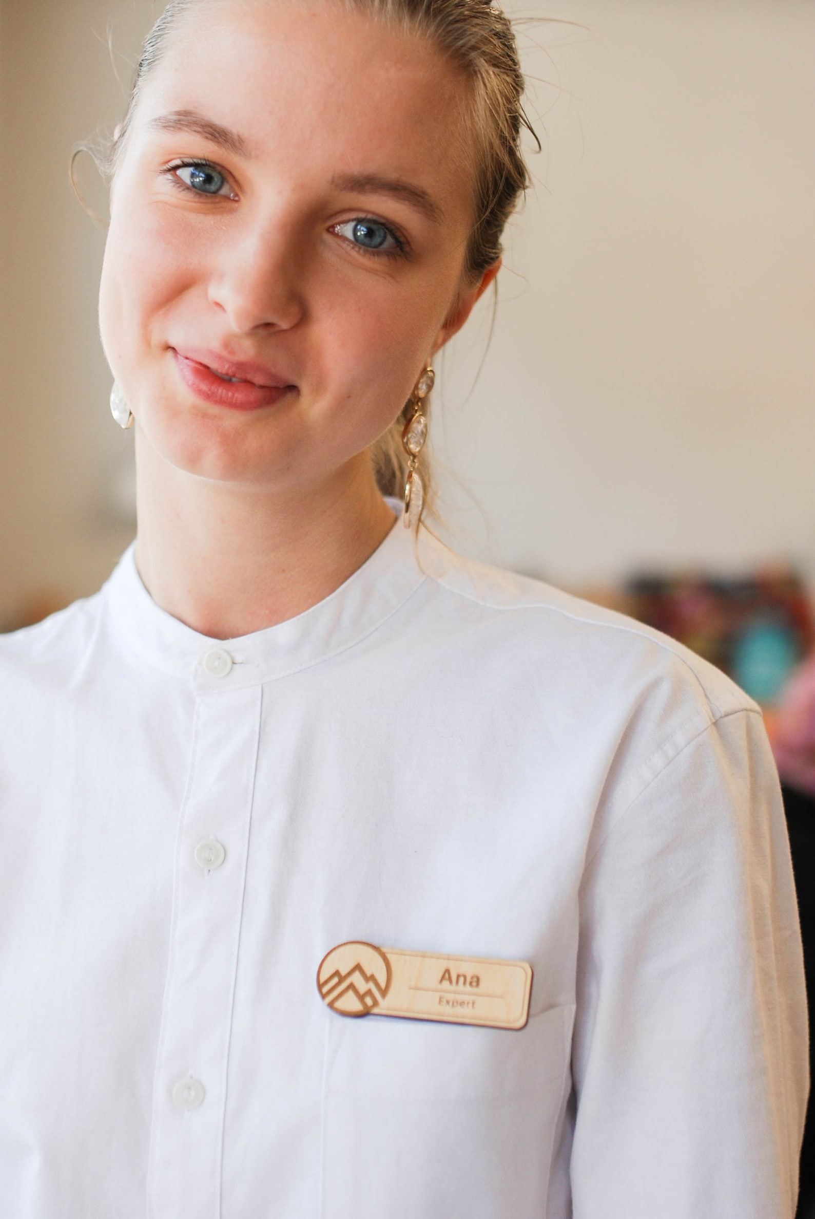 Wooden Name Badge Magnetic Waiter Barista Barman Administrator Badge ...