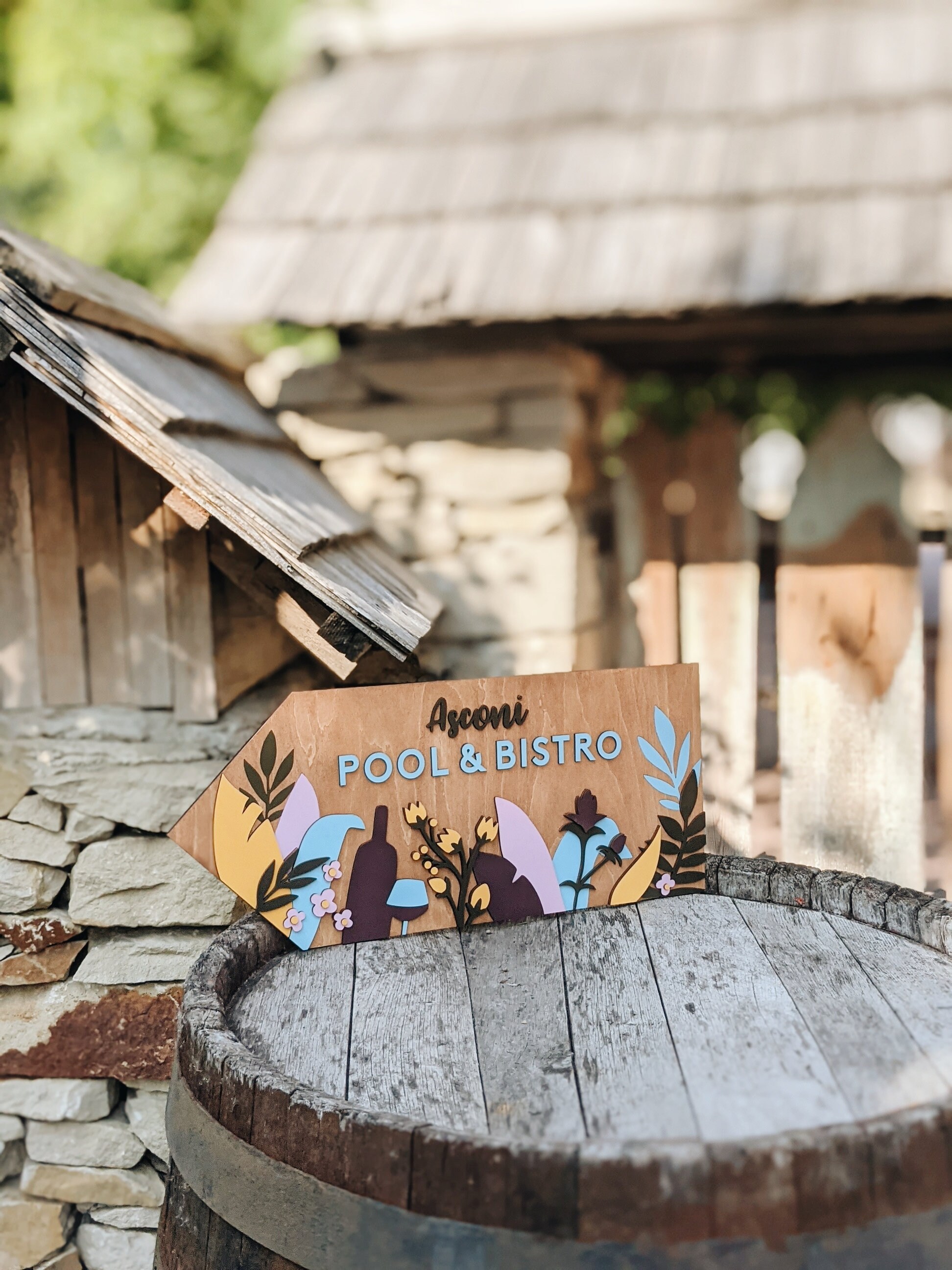 Wooden Sign Custom Pool Bistro Restaurant Cafe Arrow Unique Premium ...