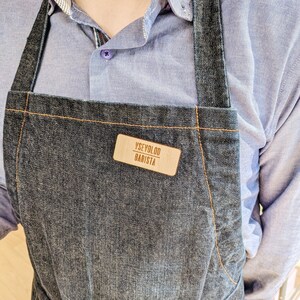 Wooden Name Badge Magnetic Waiter Barista Barman Administrator Badge ...