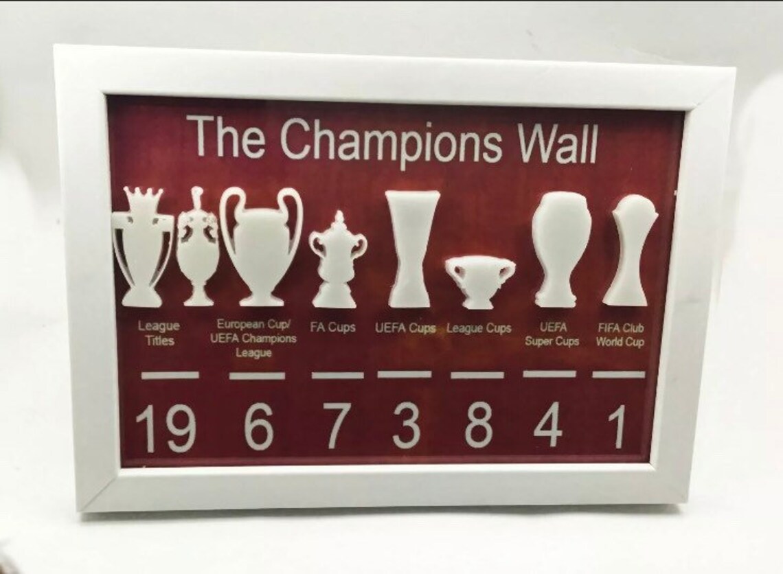Liverpool fc Champions wall frame 3d trophies birthday gift | Etsy