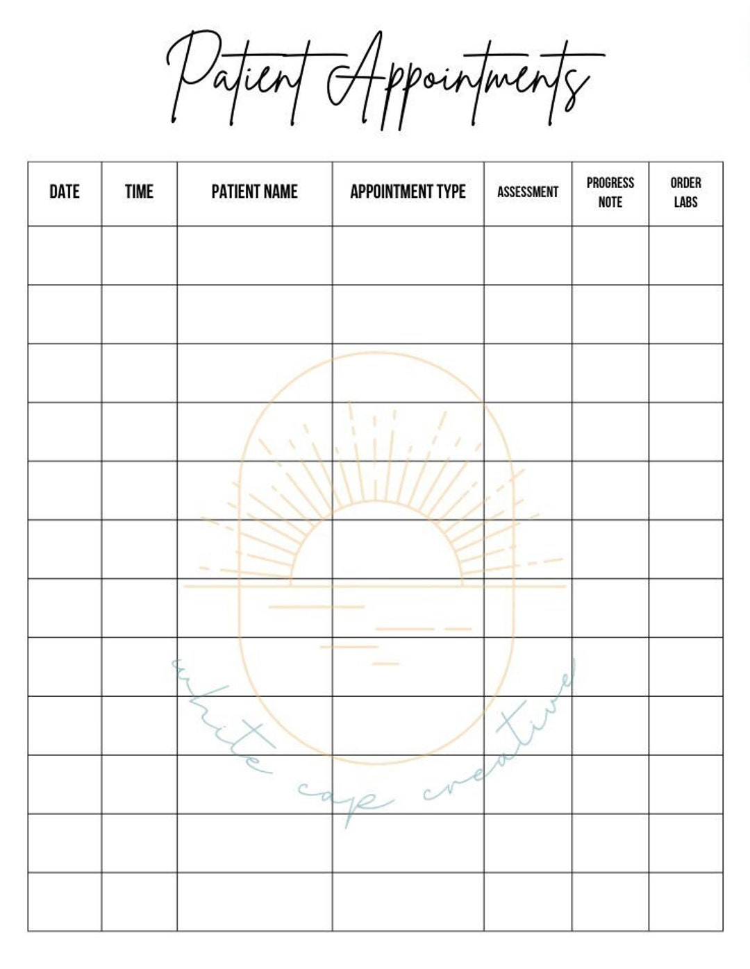 Printable Patient Appointment Log - Etsy