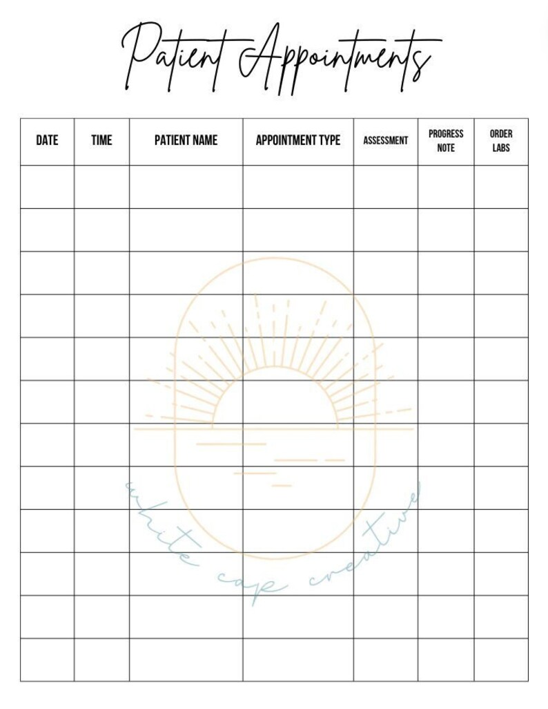 Printable Patient Appointment Log - Etsy