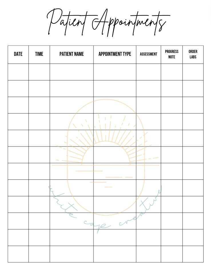 Printable Patient Appointment Log - Etsy