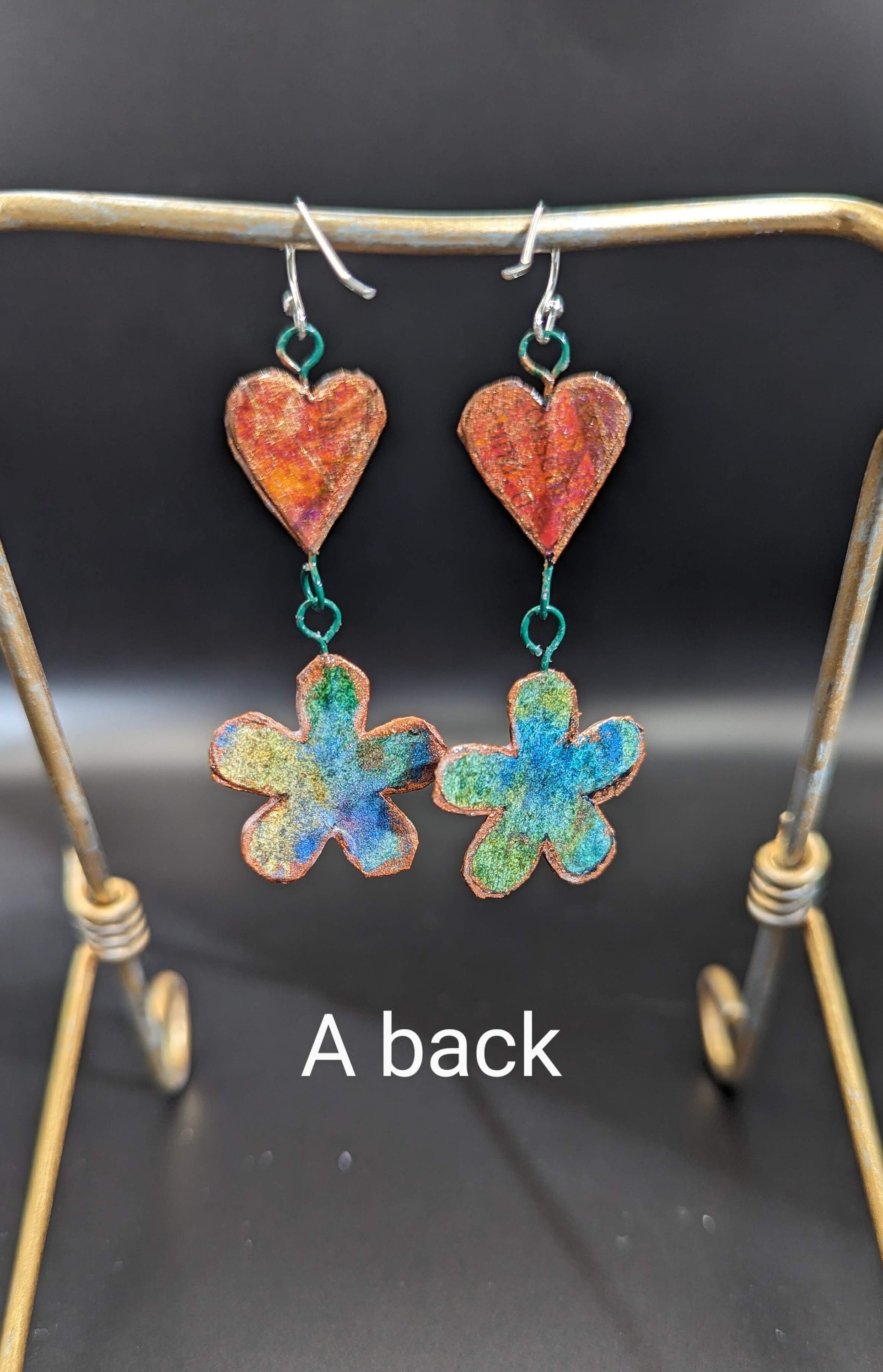 Collage Paper Earrings, 3 Styles, Hearts and Daisys, Valentines ...