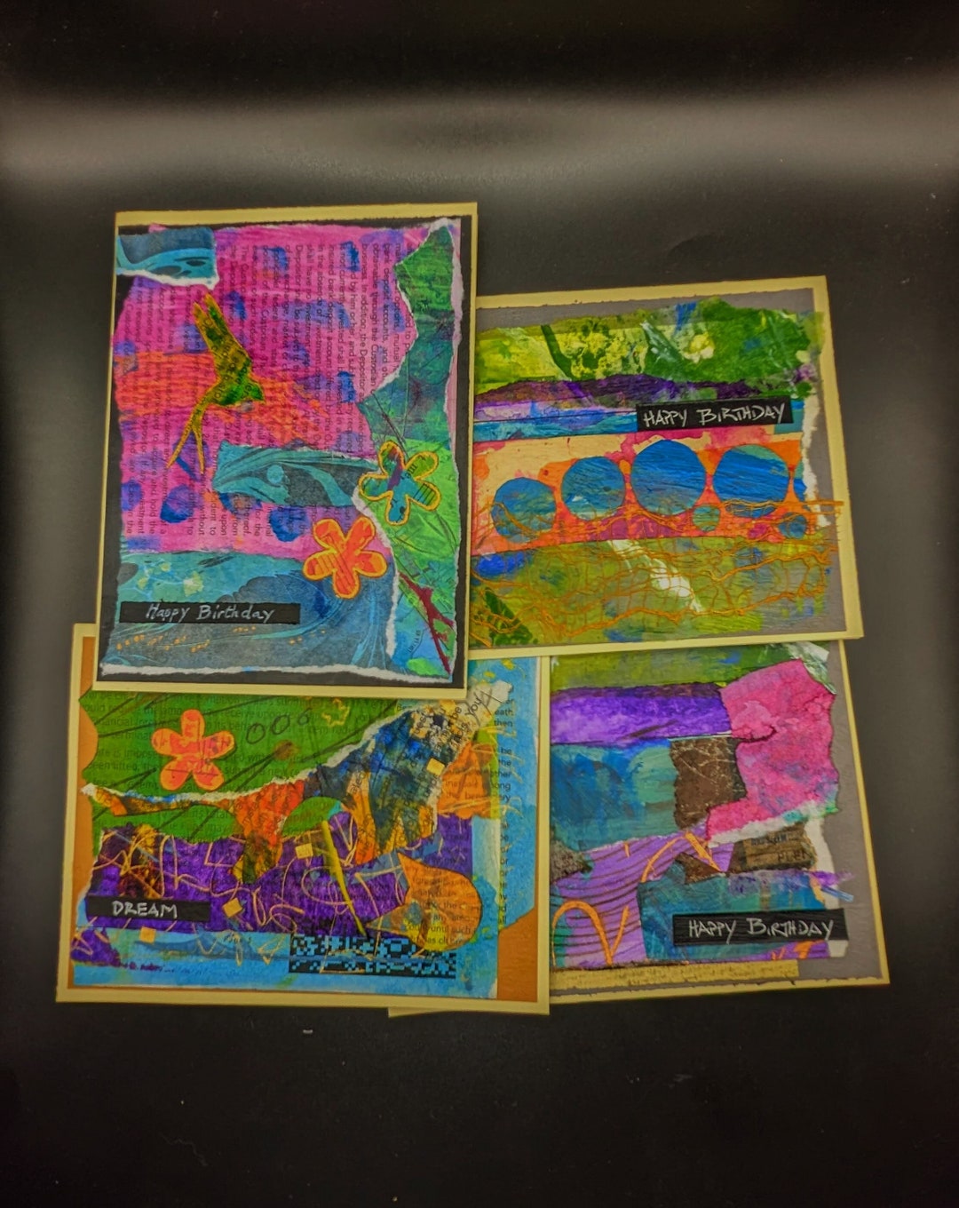 4-collage Greeting Cards, Happy Birthday & Dream, by B Hossack ...