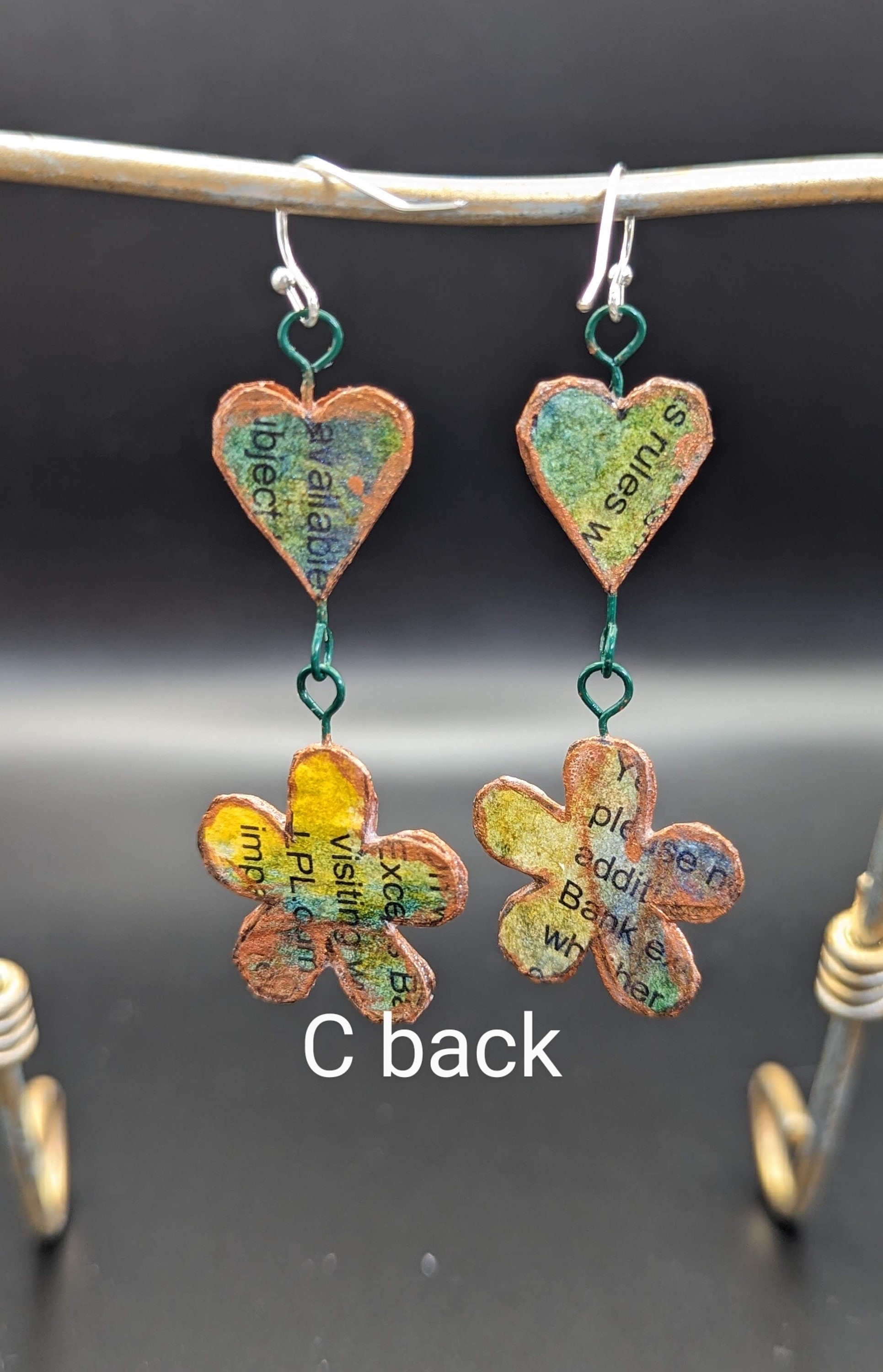 Collage Paper Earrings, 3 Styles, Hearts and Daisys, Valentines ...