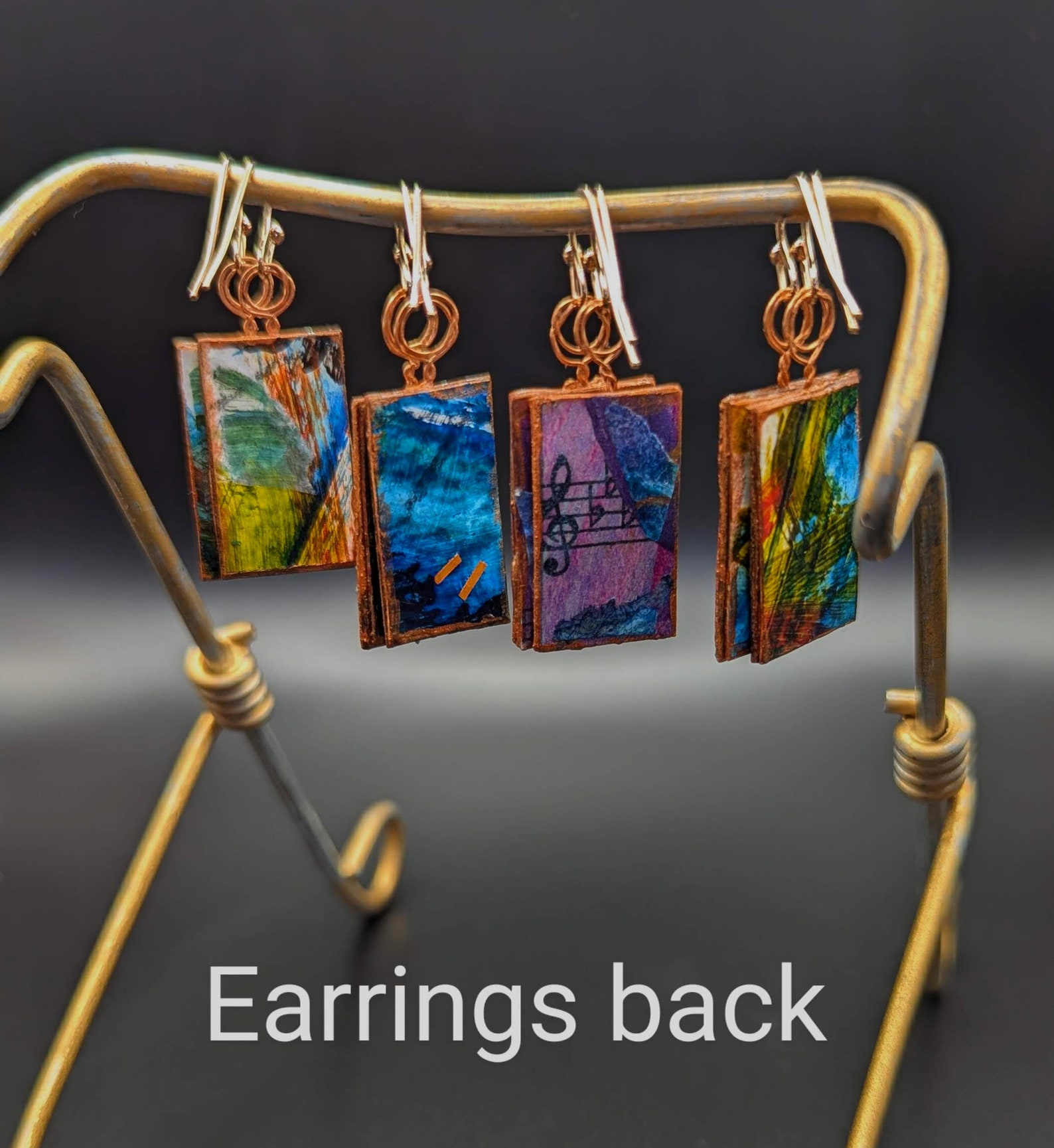 Collage Paper Earrings, Rectangular, Geometric, Ear Wire, Lightweight ...