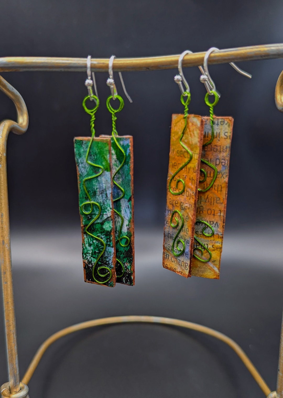 Reversible Paper Collage Earrings: Lightweight Geometric Dangles ...