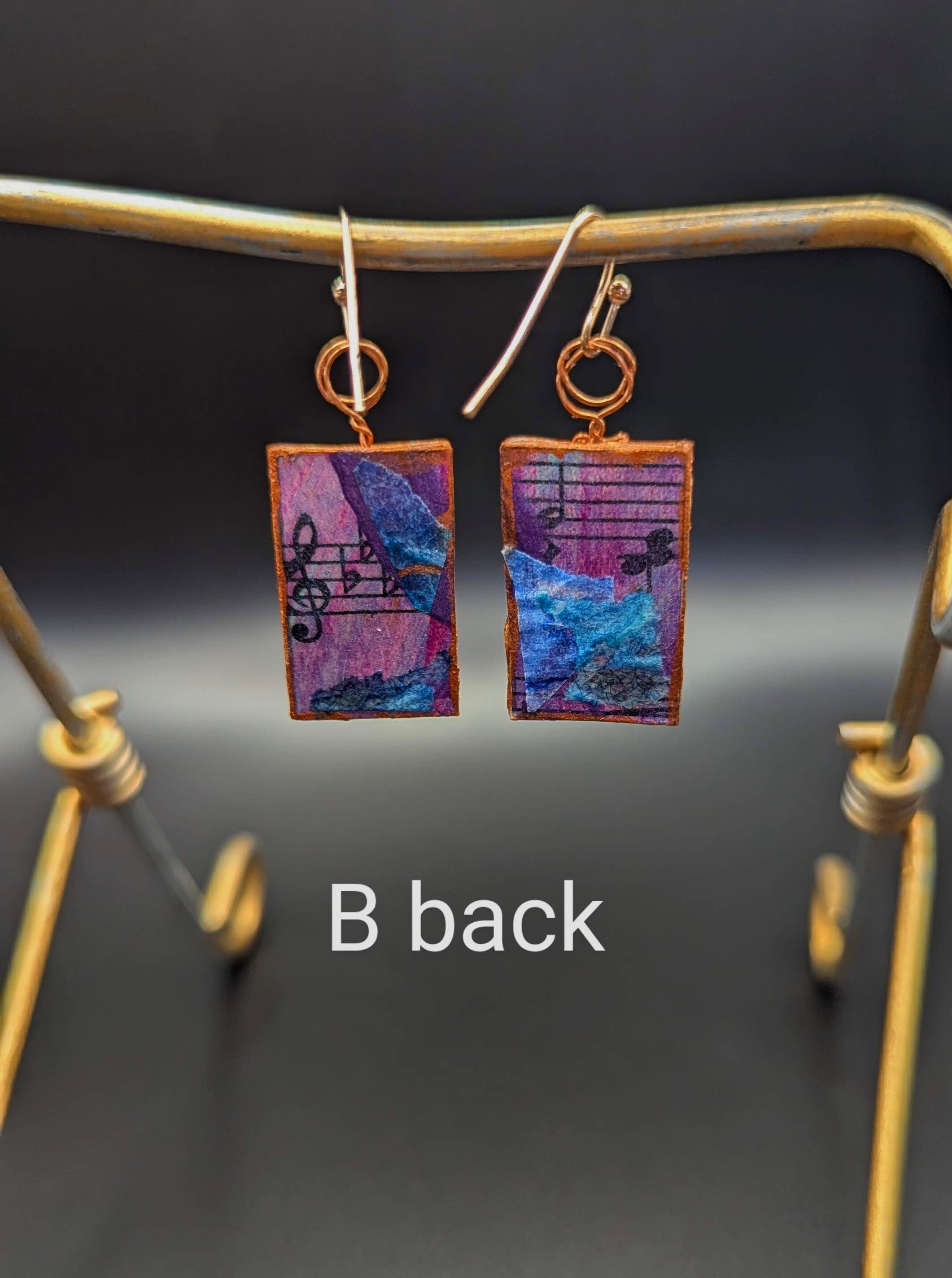 Collage Paper Earrings, Rectangular, Geometric, Ear Wire, Lightweight ...