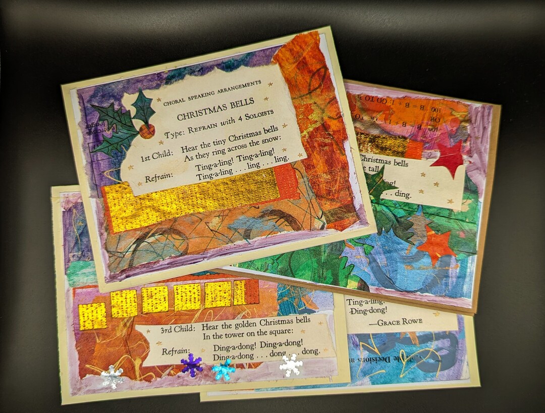 4-christmas Collage Greeting Cards by B Hossack Handmade - Etsy