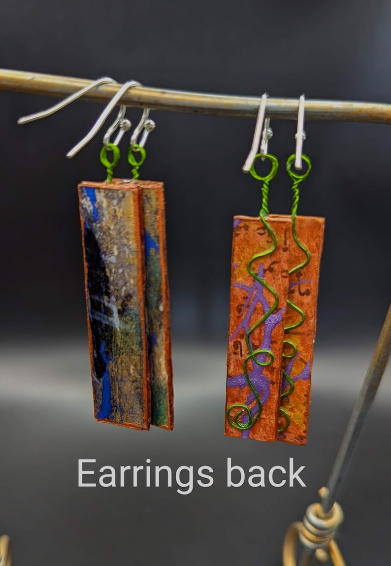 Reversible Paper Collage Earrings: Lightweight Geometric Dangles ...
