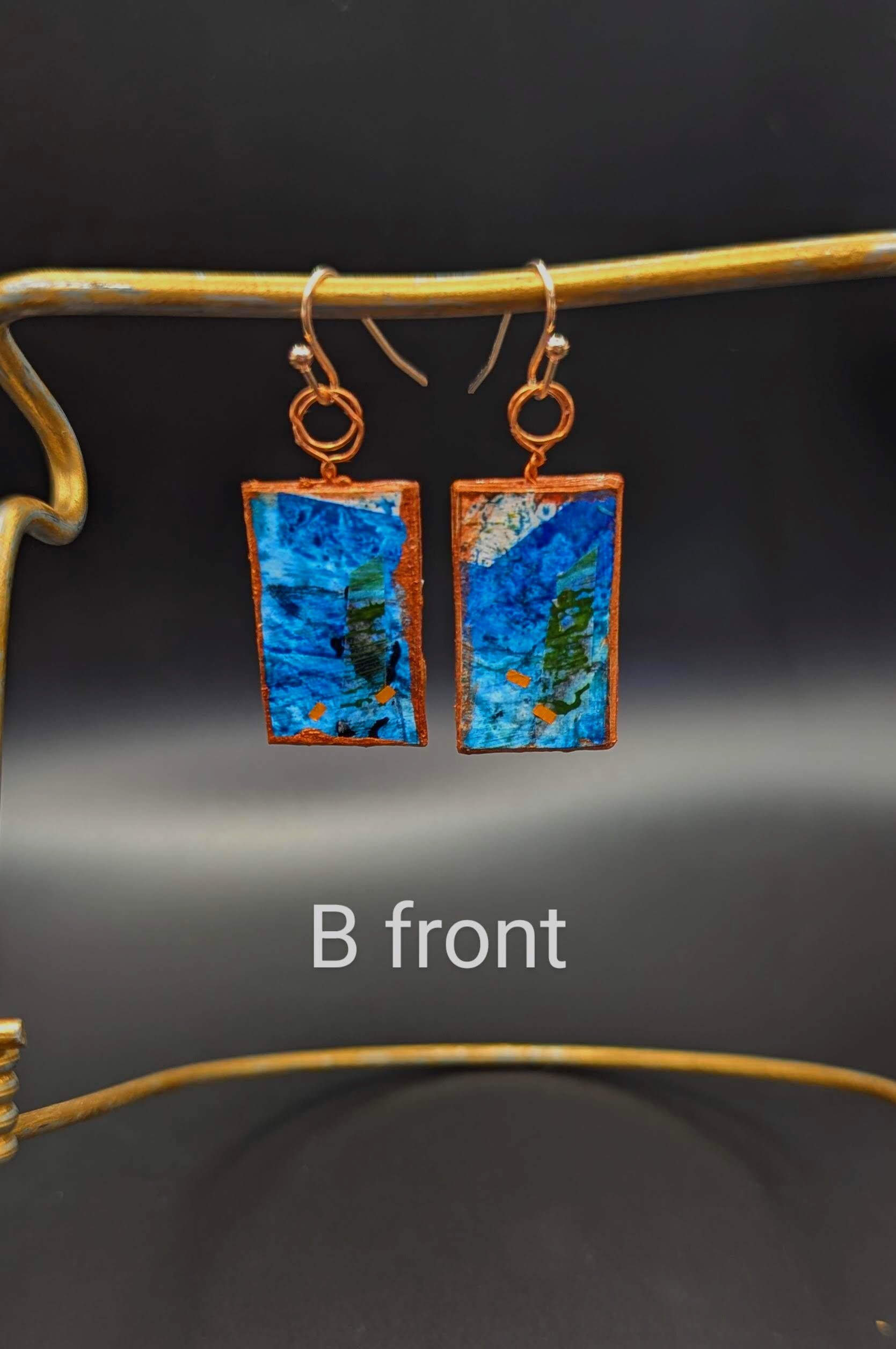 Collage Paper Earrings, Rectangular, Geometric, Ear Wire, Lightweight ...