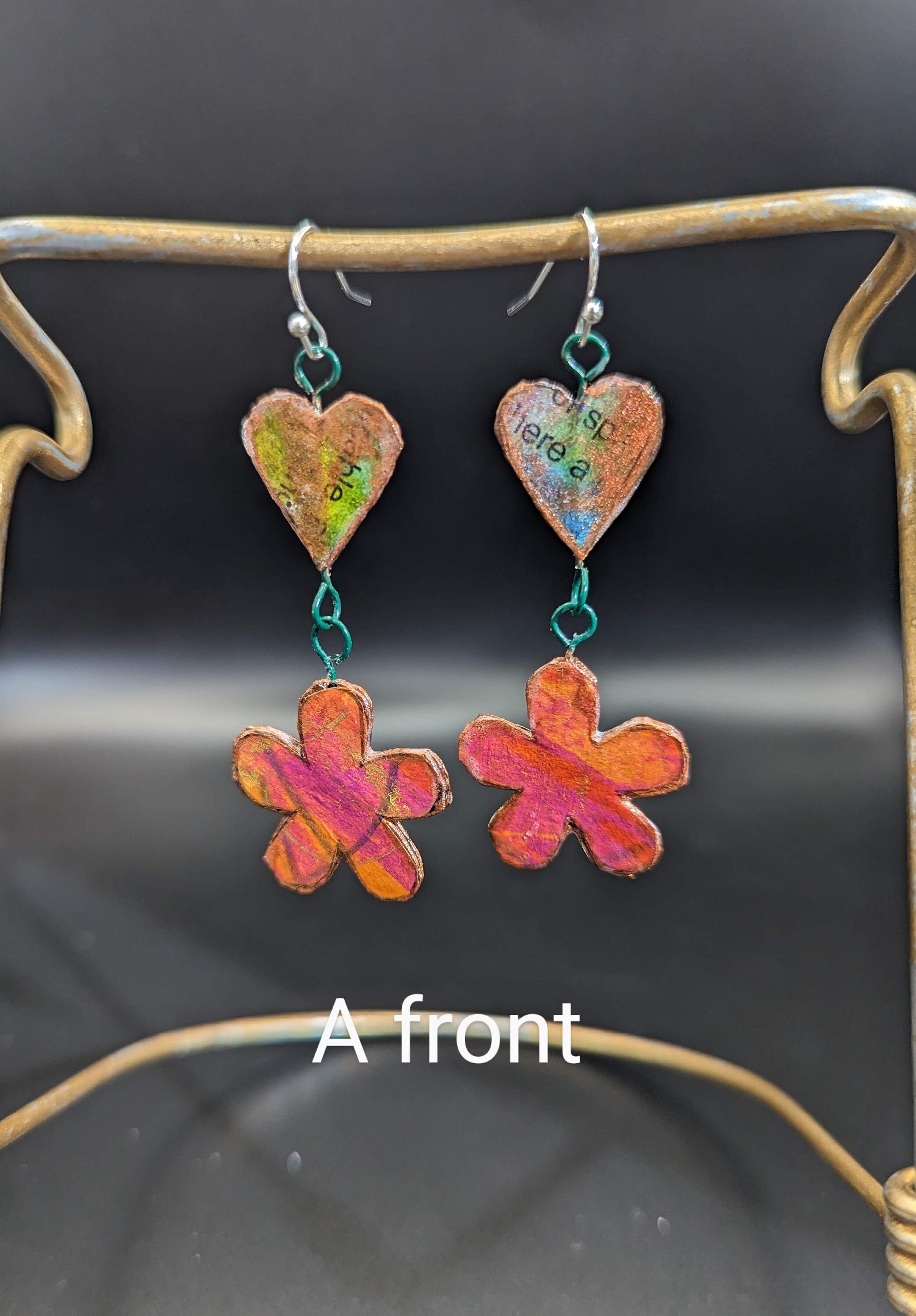 Collage Paper Earrings, 3 Styles, Hearts and Daisys, Valentines ...