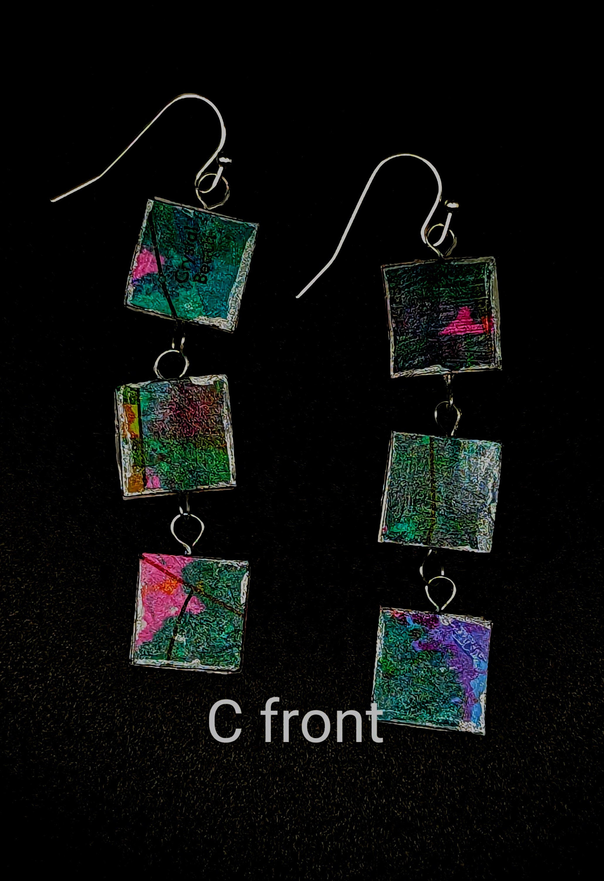 Collage Paper Earrings, 3 Styles, Dangle Earrings, Geometric, Ear Wire ...