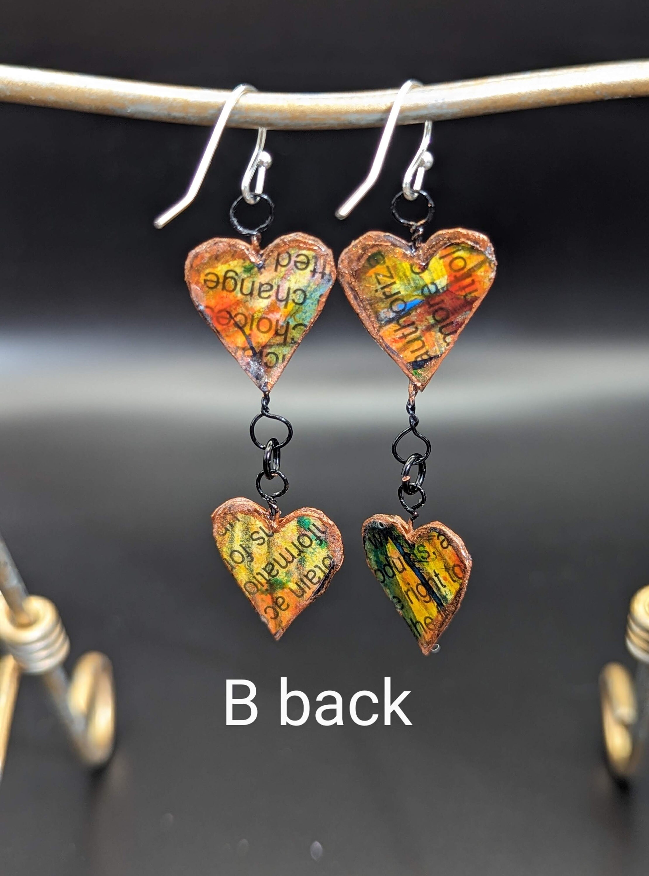 Collage Paper Earrings, 3 Styles, Hearts and Daisys, Valentines ...