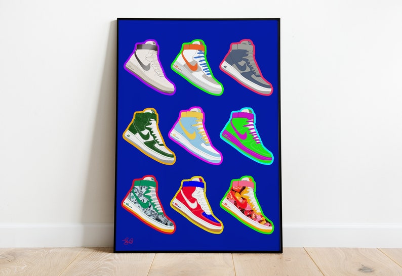 Nike Air Force 1 Poster Pop Art Print AF1 Sneaker Illustration A4 or A3 ...