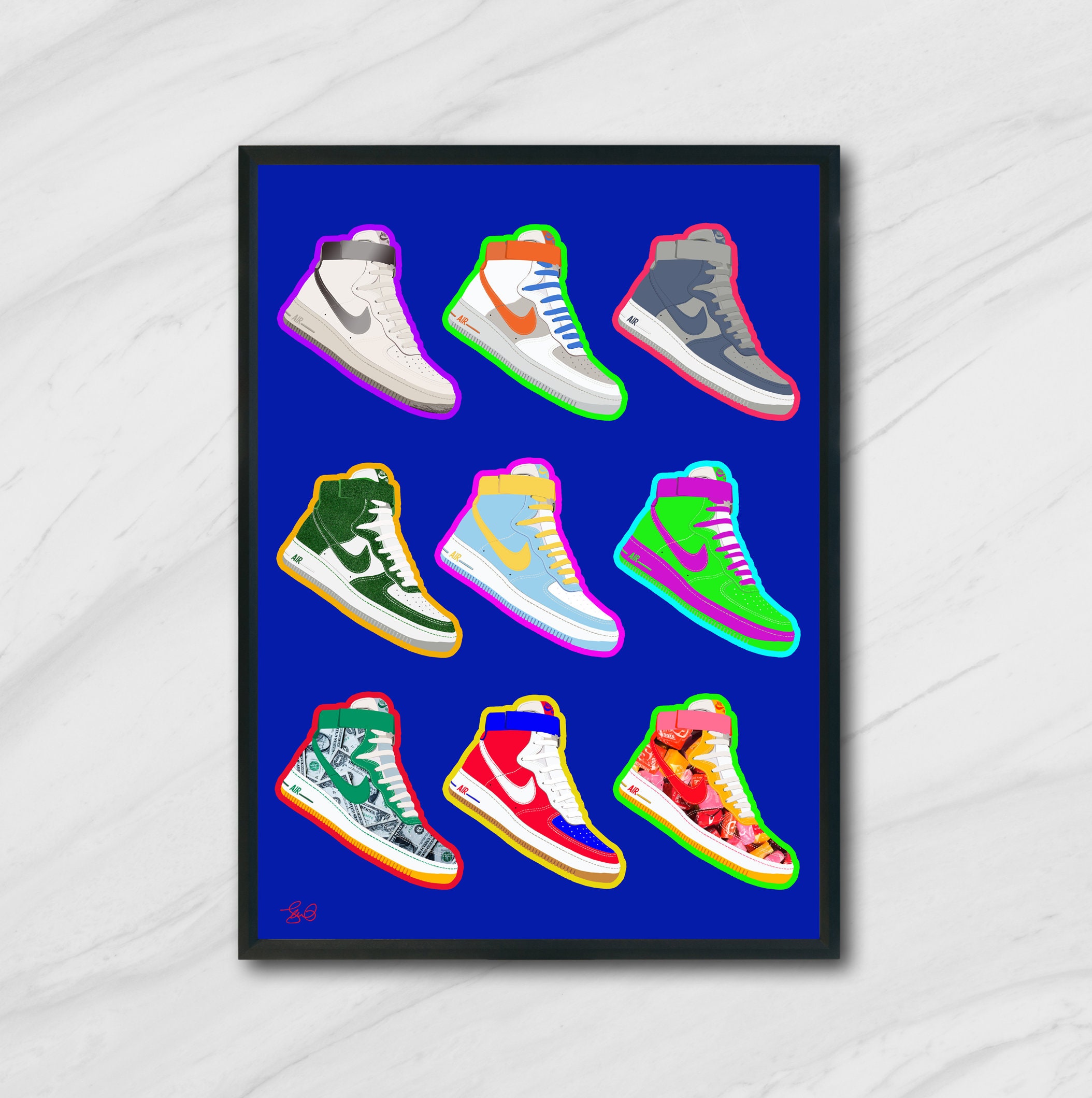 Nike Air Force 1 Poster Pop Art Print AF1 Sneaker Illustration - Etsy UK