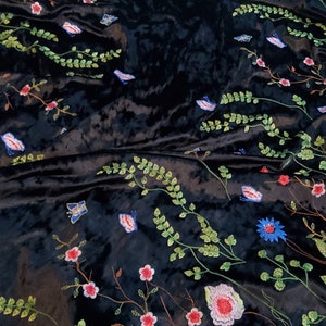 Velvet Jacquard Devore Soft and Heavy With Embroidery of Flowers on ...