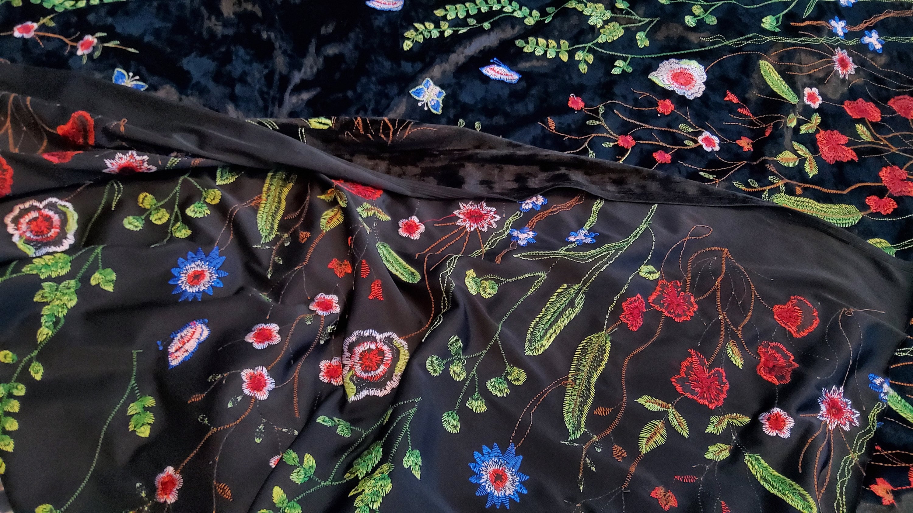 Velvet Jacquard Devore Soft and Heavy With Embroidery of - Etsy