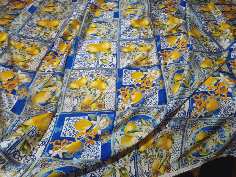 Italian Sicily Design Classic Lemons and Tile Pattern - Etsy