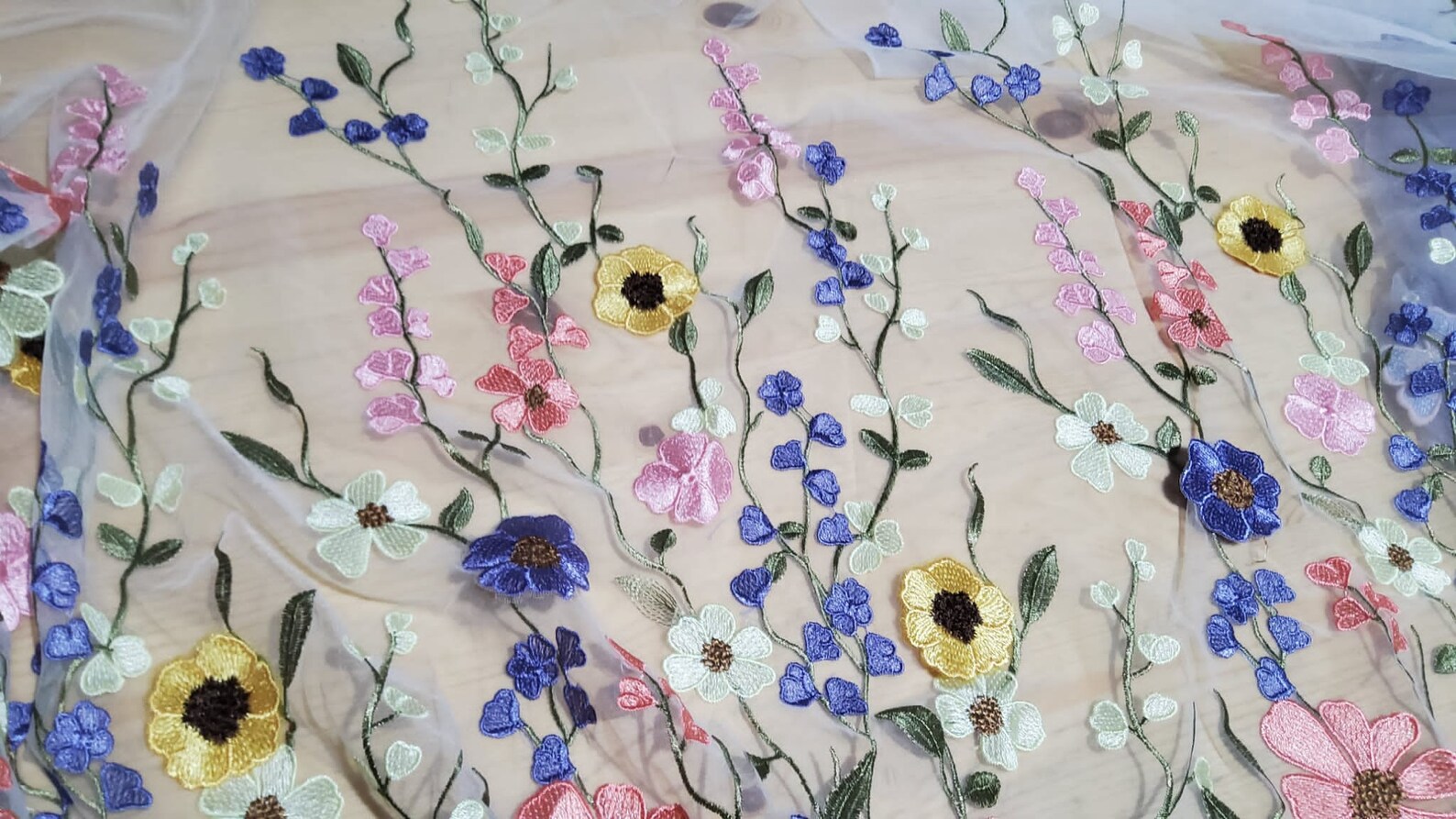 Mesh Luxury Embroidered Fabric 3D on White Base Various - Etsy