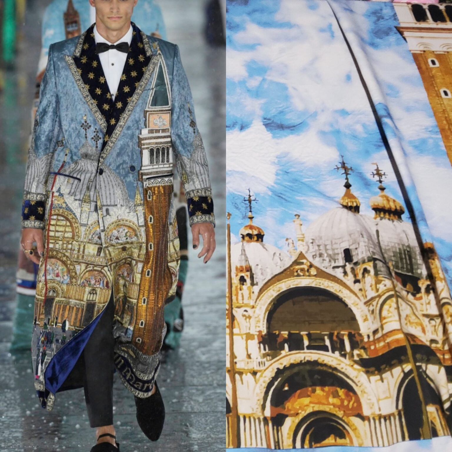 Exclusive Fabric With View of Venice for Coat,jacket.cady Elastic ...